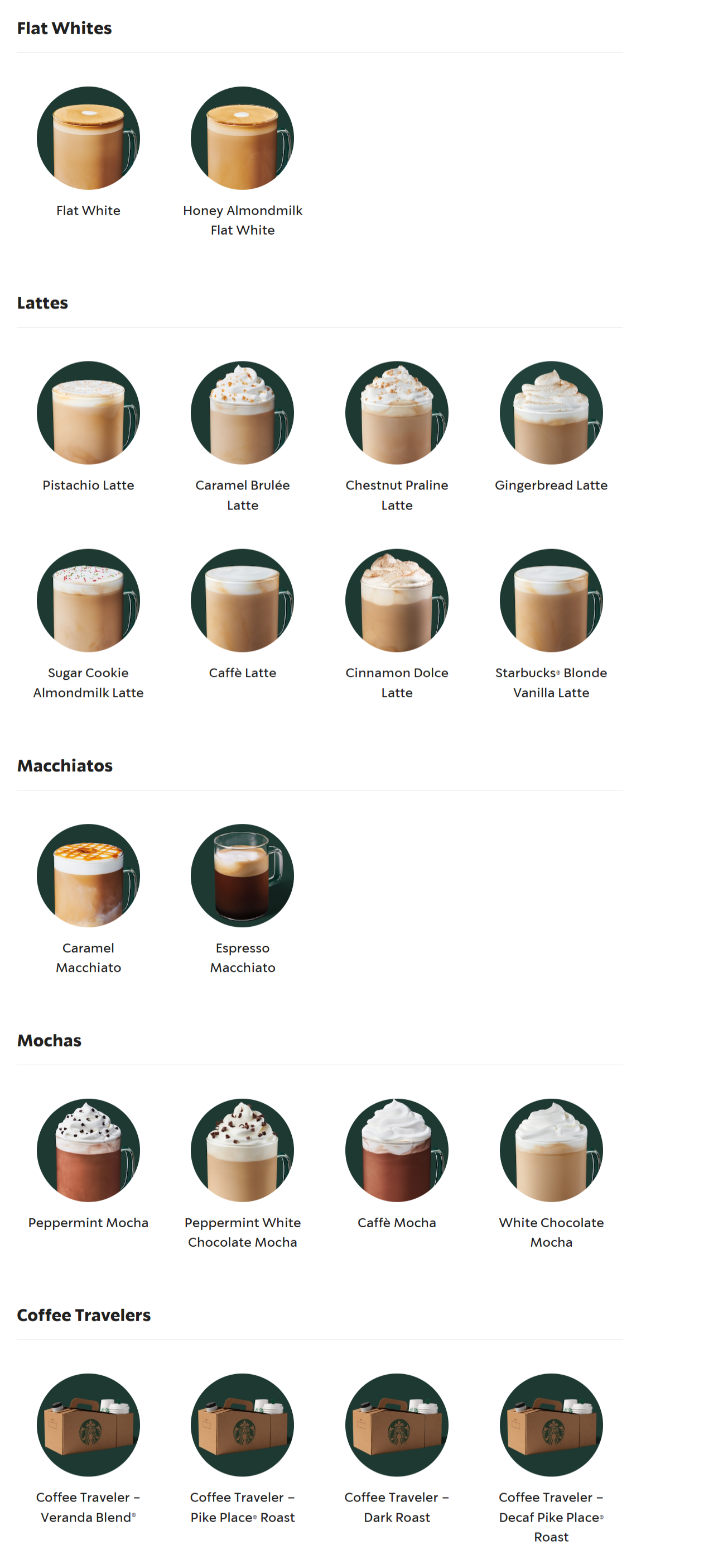 Starbucks Menu