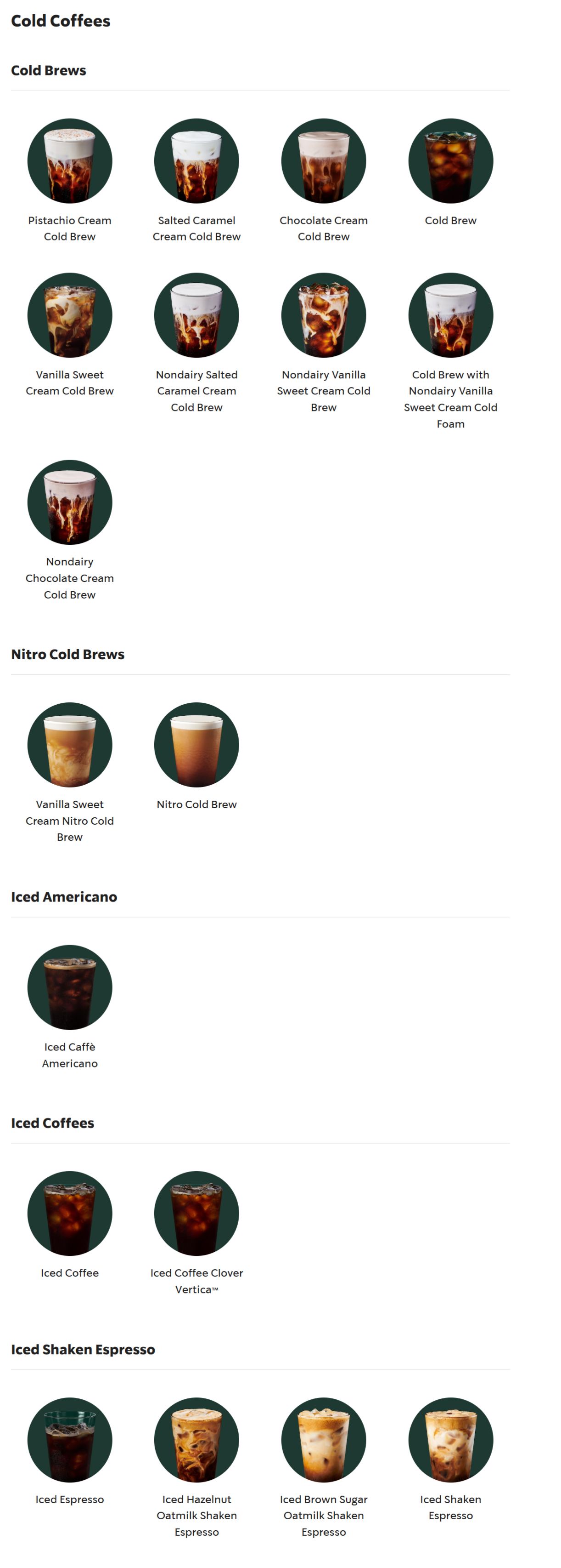 Starbucks Menu